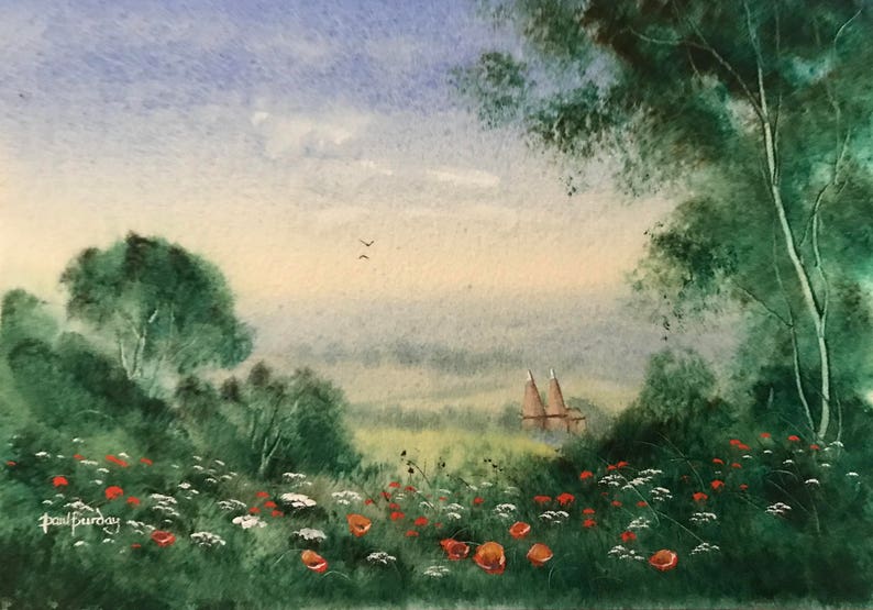 Kent Summer, Summer Landscape, Summer Flowers, Watercolour Landscape ...