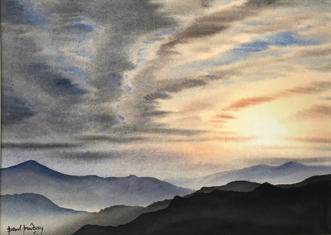 Mountain Sunset, Mountain Paintings, Sunset Sky, Mountain Range ...