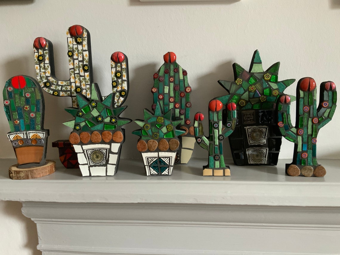 Mosaic Cactus 3 Sizes Available | Etsy UK