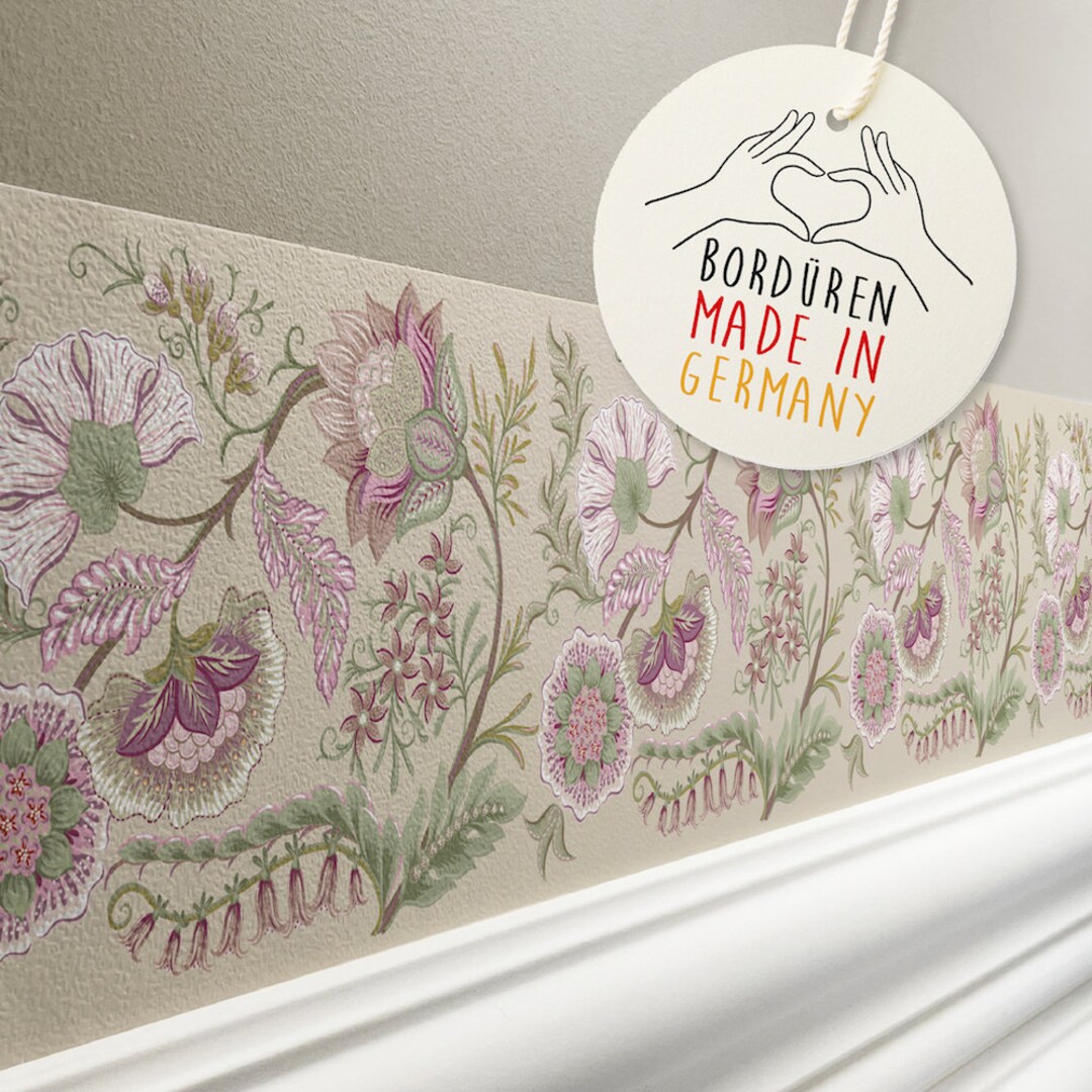 Self-adhesive Border fine Flowers Purple/beige/green - Etsy