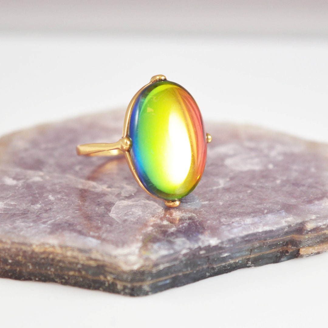 Rainbow Crystal Cocktail Ring Gold - Etsy