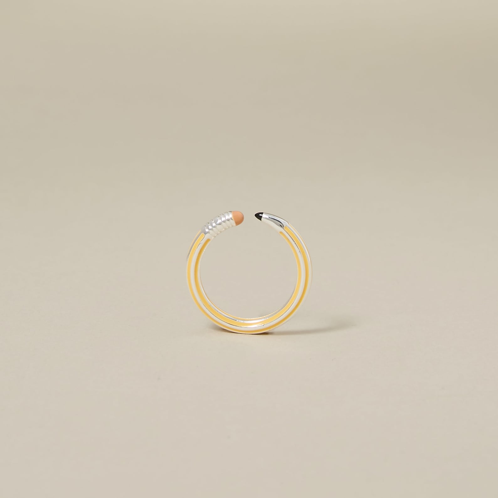 Pencil Ring Yellow and Silver - Etsy UK