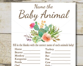 Succulent Baby Shower Game Name Race Game DIY Printable - Etsy