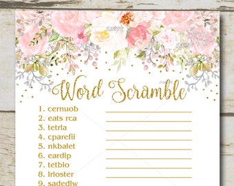 Floral pink & gold Baby Shower Game Celebrity Baby Names | Etsy