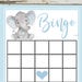 Boy Elephant Baby Shower Bingo Game Blue Elephant Boy Baby | Etsy