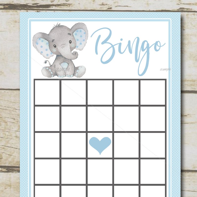 Elephant Baby Shower Bingo - Etsy