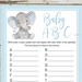Elephant Baby Shower Game, Name the Baby Animals, Blue Boy Safari Baby ...