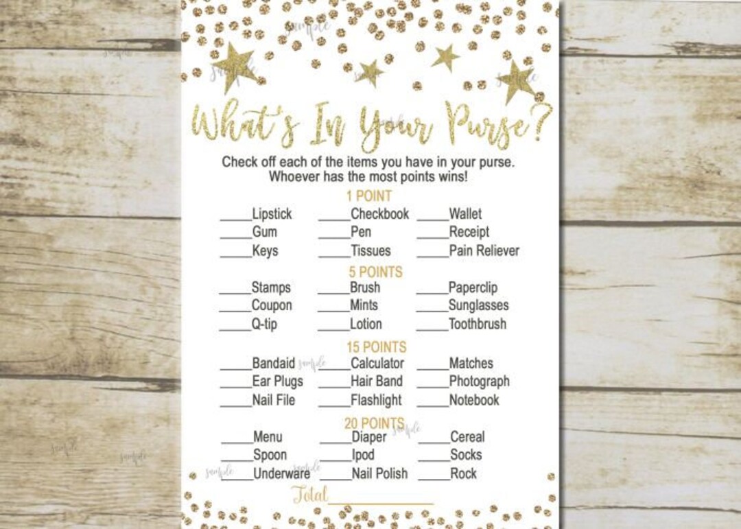 Twinkle Twinkle Baby Shower Game, Whats in Your Purse Game, Little Star ...