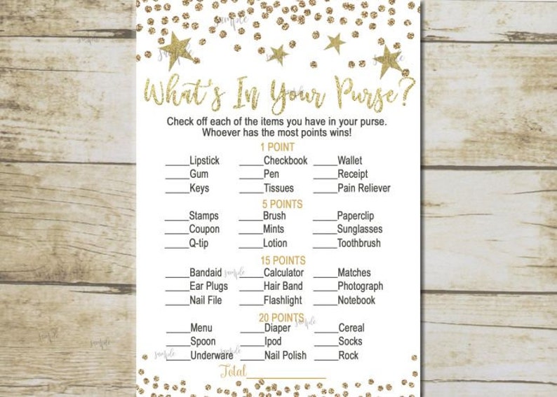 Twinkle Twinkle Baby Shower Game, Whats in Your Purse Game, Little Star ...