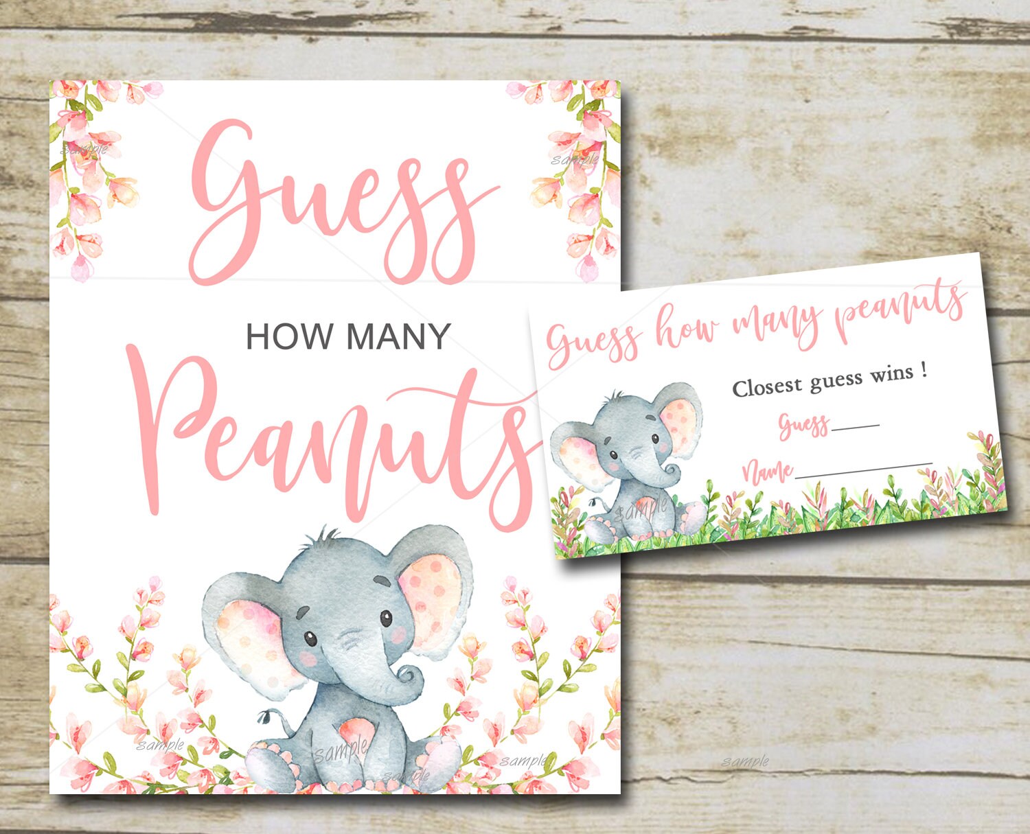Girl Elephant Peanuts Guessing Game Printable, Guess How Many Peanuts ...