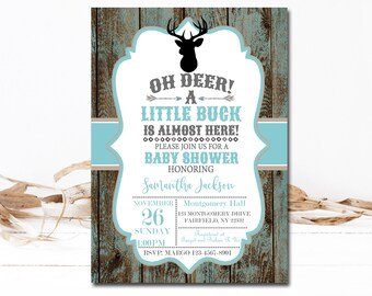 Camo Buck Printable Baby Shower Invitation With Orange for - Etsy