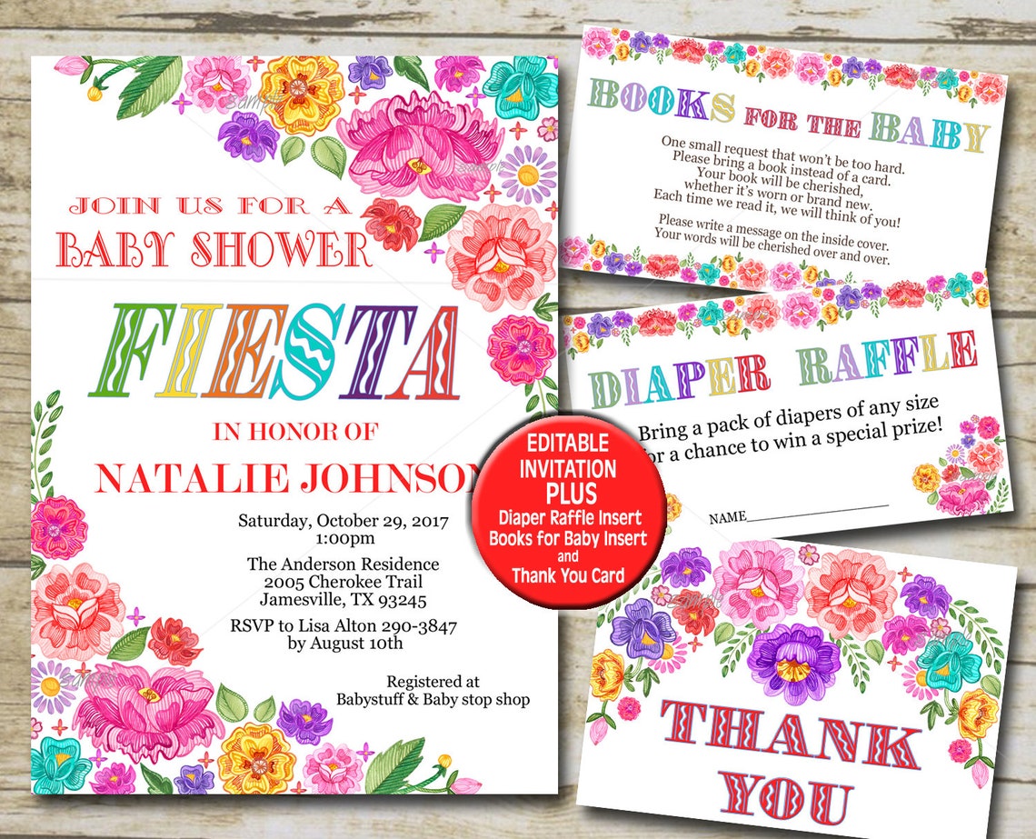 Fiesta Baby Shower Invitation Set Editable Invitation - Etsy