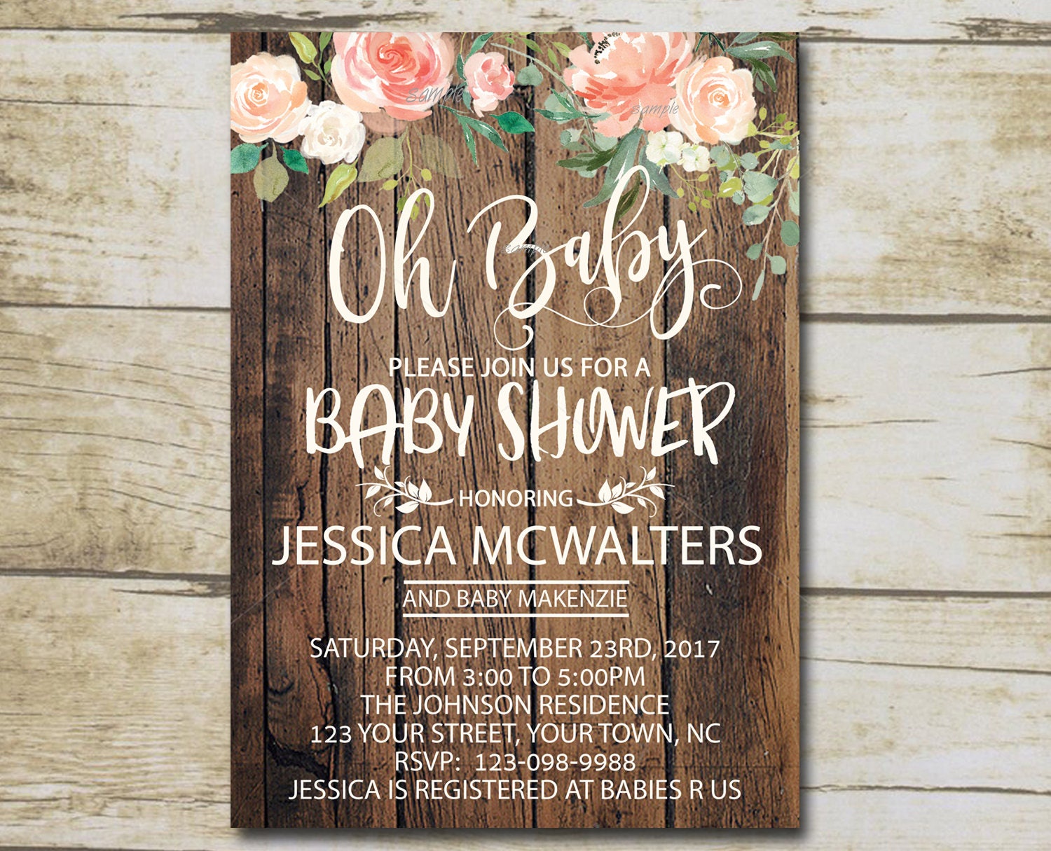 Rustic Baby Shower Invitation Editable Invitation Oh Baby - Etsy