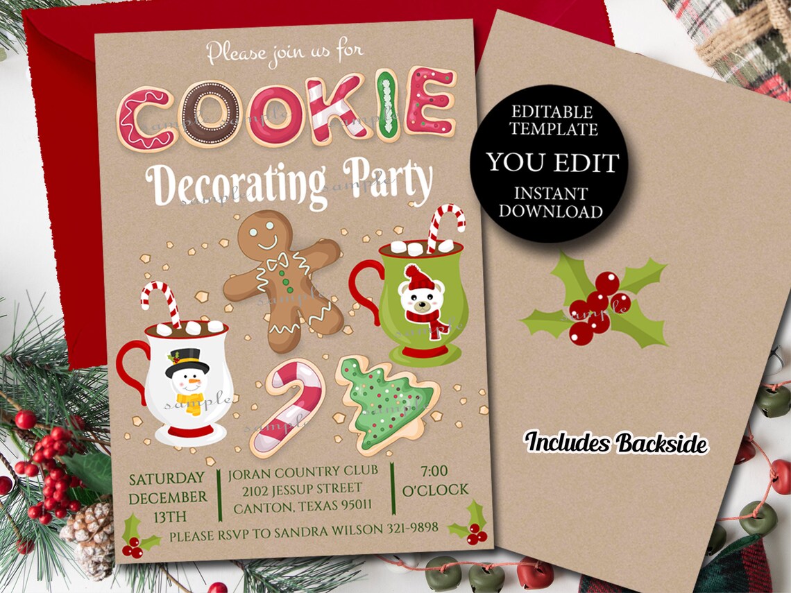 Cookie Decorating Party Invitation Christmas Cookies - Etsy