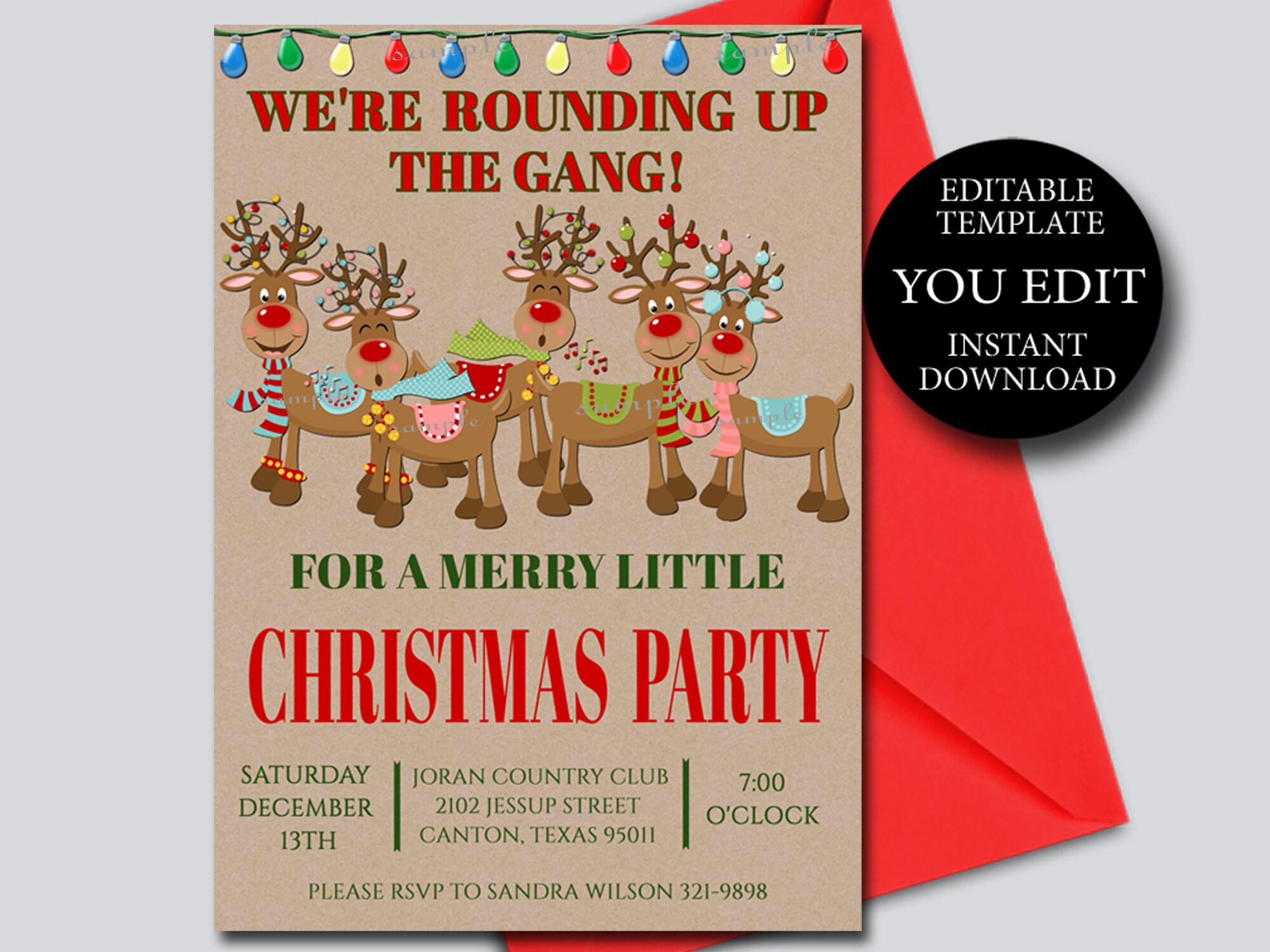 Christmas Party Invitation Editable Invite Template Fun - Etsy