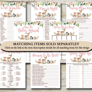 Girl Woodland Baby Shower Guess How Many Animals Guessing Game ...