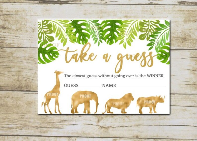 Safari Guess How Many Animals Baby Shower Game Animals in | Etsy