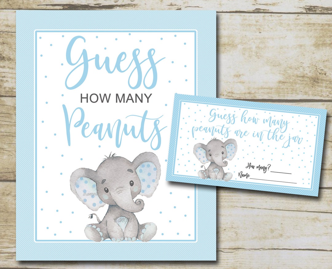Boy Elephant Peanuts Guessing Game Printable, Guess How Many Peanuts ...