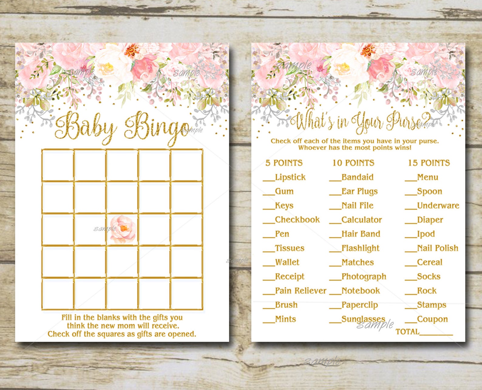 Pink & Gold Baby Shower Game Package 8 Printable Games Girl | Etsy