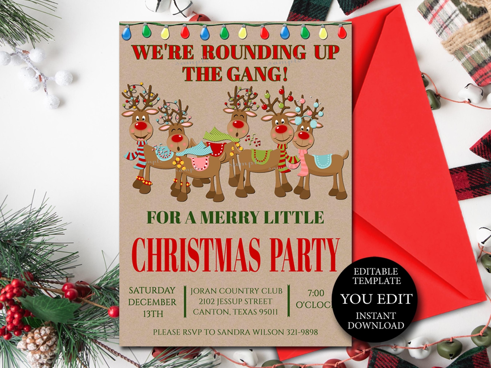 Christmas Party Invitation Template, Funny Office Holiday Invitation ...