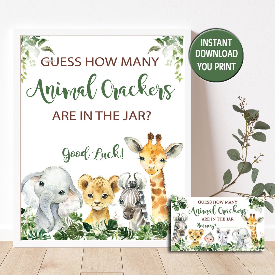 Safari Baby Showe Game, Guess How Many Animal Crackers Game, Jungle ...