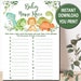 Dinosaur Baby Shower Game, Dinosaur Baby Shower, Dinosaur Baby Name ...