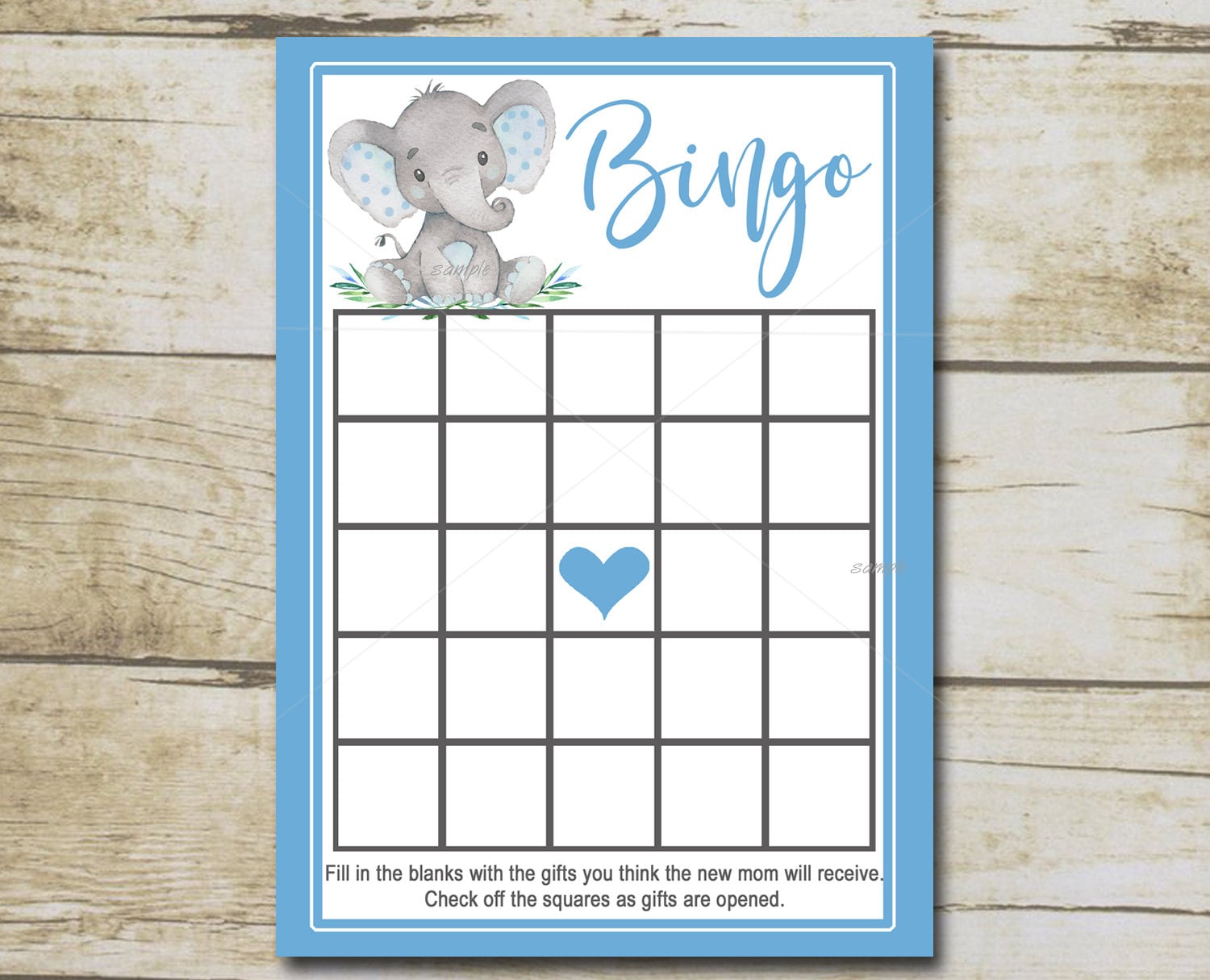 Boy Elephant Baby Shower bingo game Blue elephant boy baby | Etsy