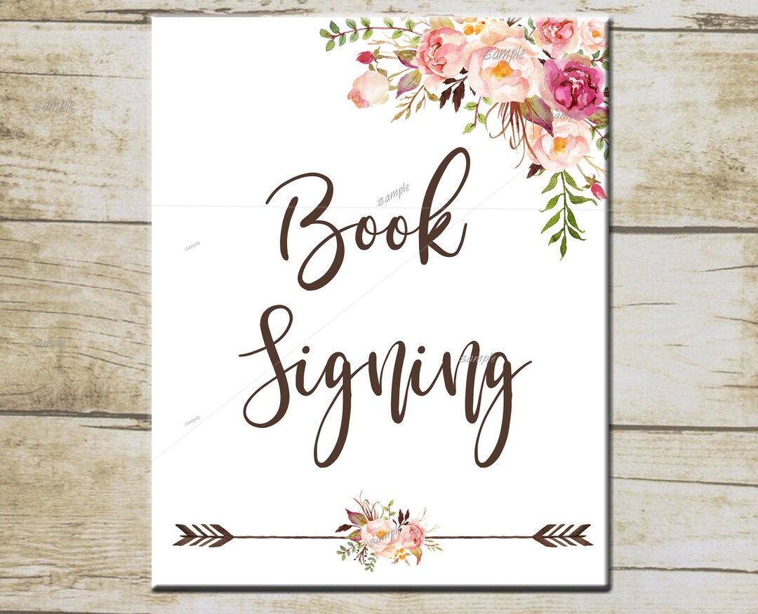 Boho Peach Floral Baby Shower Book Signing Sign, Books Table Sign, Book ...