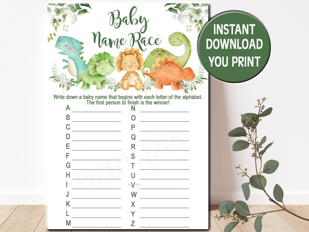 Dinosaur Baby Shower Game, Dinosaur Baby Shower, Dinosaur Baby Name ...