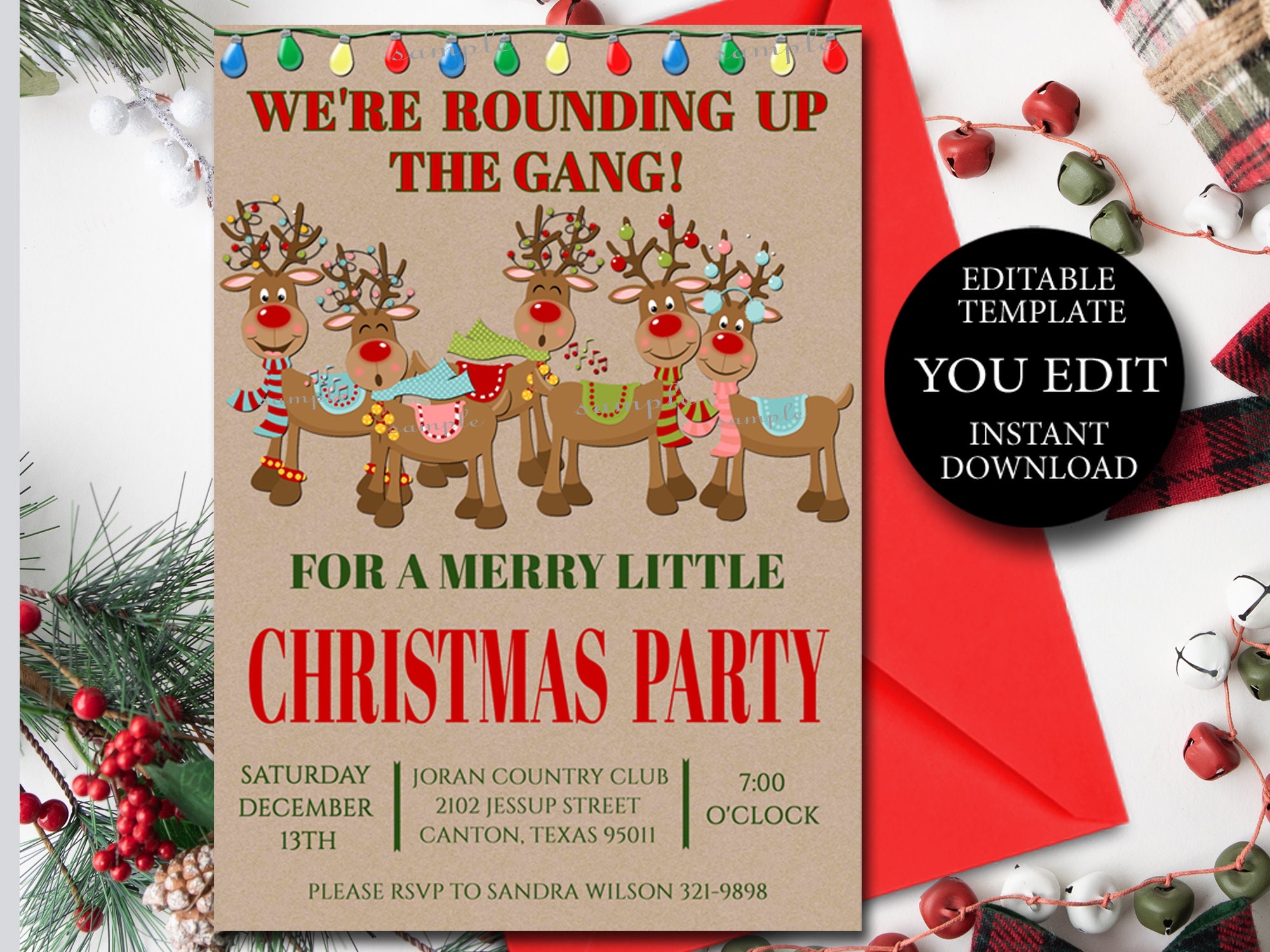 Christmas Party Invitation Template Funny Office Holiday | Etsy