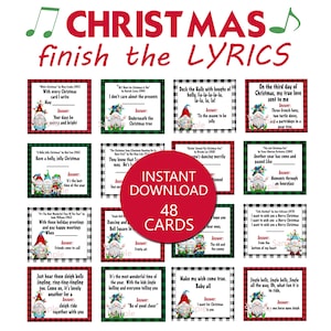 Christmas Party Finish the Lyric Game, Gnomes Funny Holiday Game ...