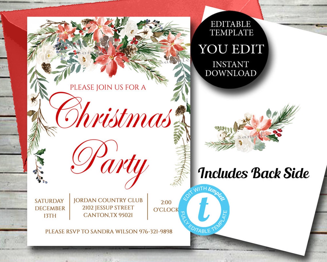 Editable Christmas Party Invitation Editable Invitation - Etsy
