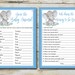 Blue Boy Elephant Baby Shower Game Package Set, 8 Printable Elephant ...