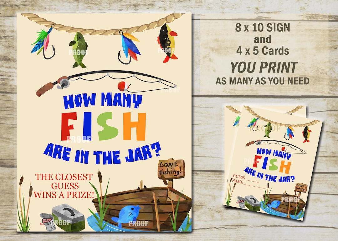 Fishing Baby Shower Game, Guess How Many Fish in the Jar, Little ...