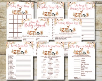 Woodland Baby Shower Game Package 8 Printable Games Woodland - Etsy