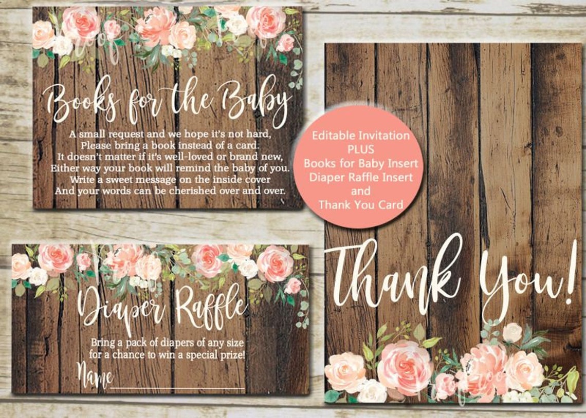 Rustic Baby Shower Invitation Kit Editable Invite Template - Etsy