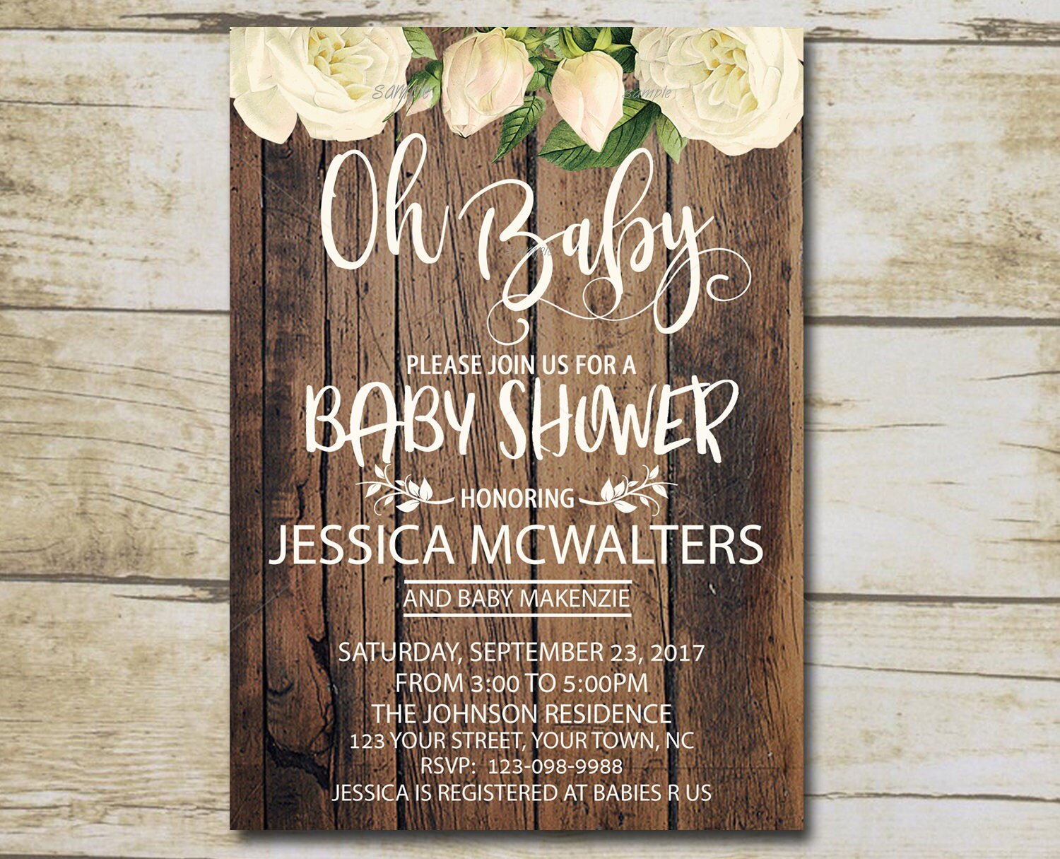 Rustic Floral Baby Shower Invitation, Editable Invitation Rustic Baby ...