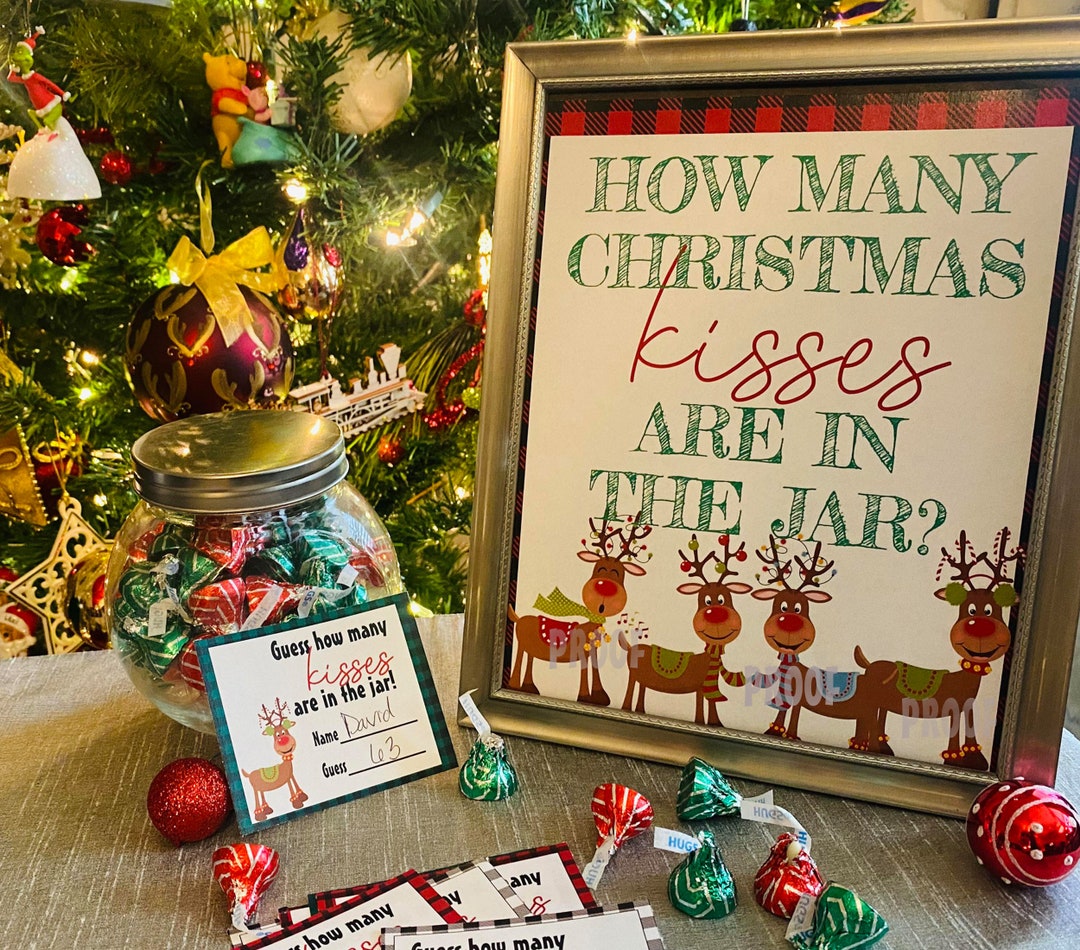 Christmas Game How Many Kisses Guessing Game, Reindeer Holiday Game ...