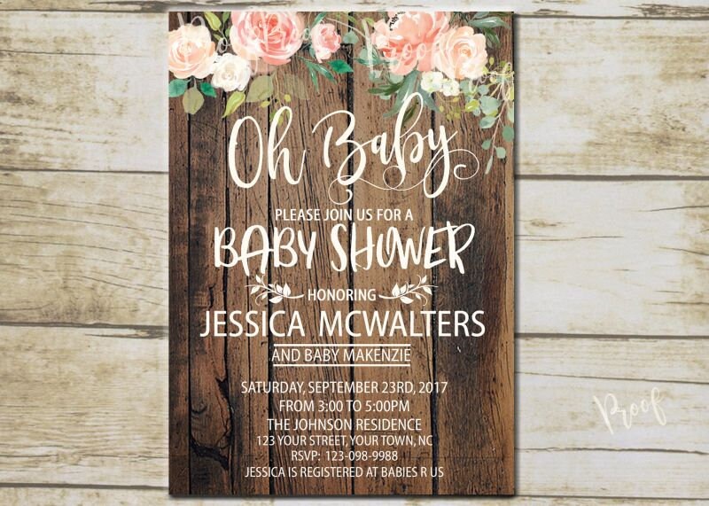 Rustic Baby Shower Invitation Kit Editable Invite Template | Etsy