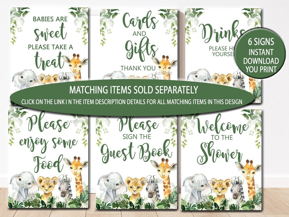 Safari Animals Cupcake Toppers Greenery Jungle Animal Labels | Etsy