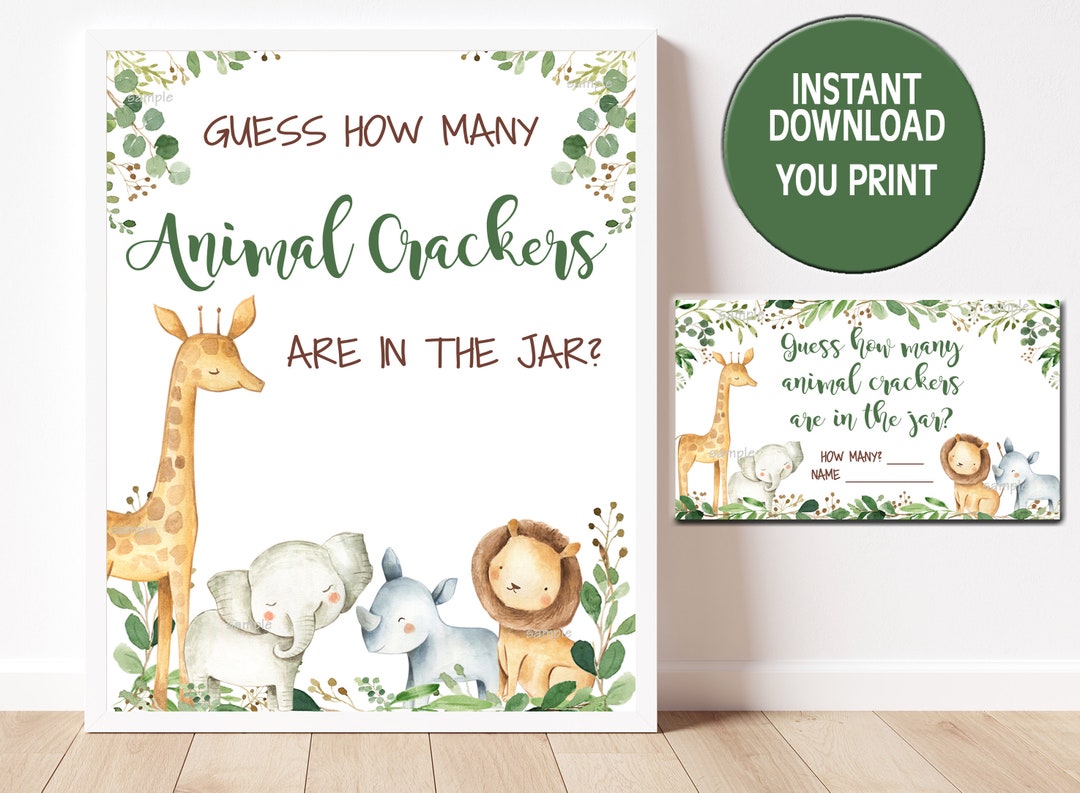 Safari Guess How Many Baby Shower Game, Animals in Jar, Baby Shower ...