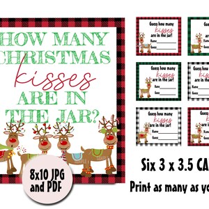 Christmas Game How Many Kisses Guessing Game, Reindeer Holiday Game ...
