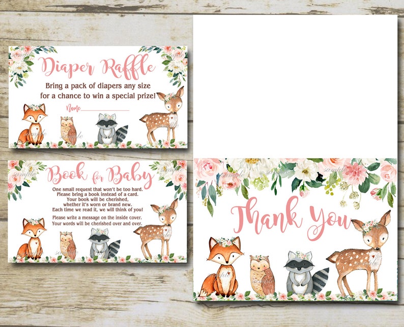 Girl Woodland Baby Shower Invitation Kit Pink Woodland Animals - Etsy Girl Woodland Baby Shower Invitation Kit Pink Woodland Animals - Etsy