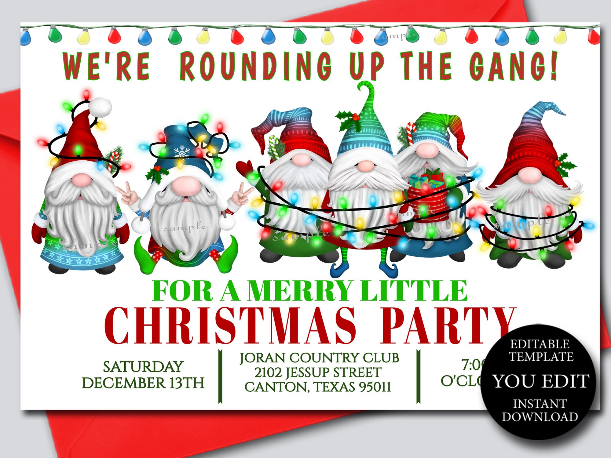 Christmas Party Invitation Gnomes Funny Holiday Invitation - Etsy