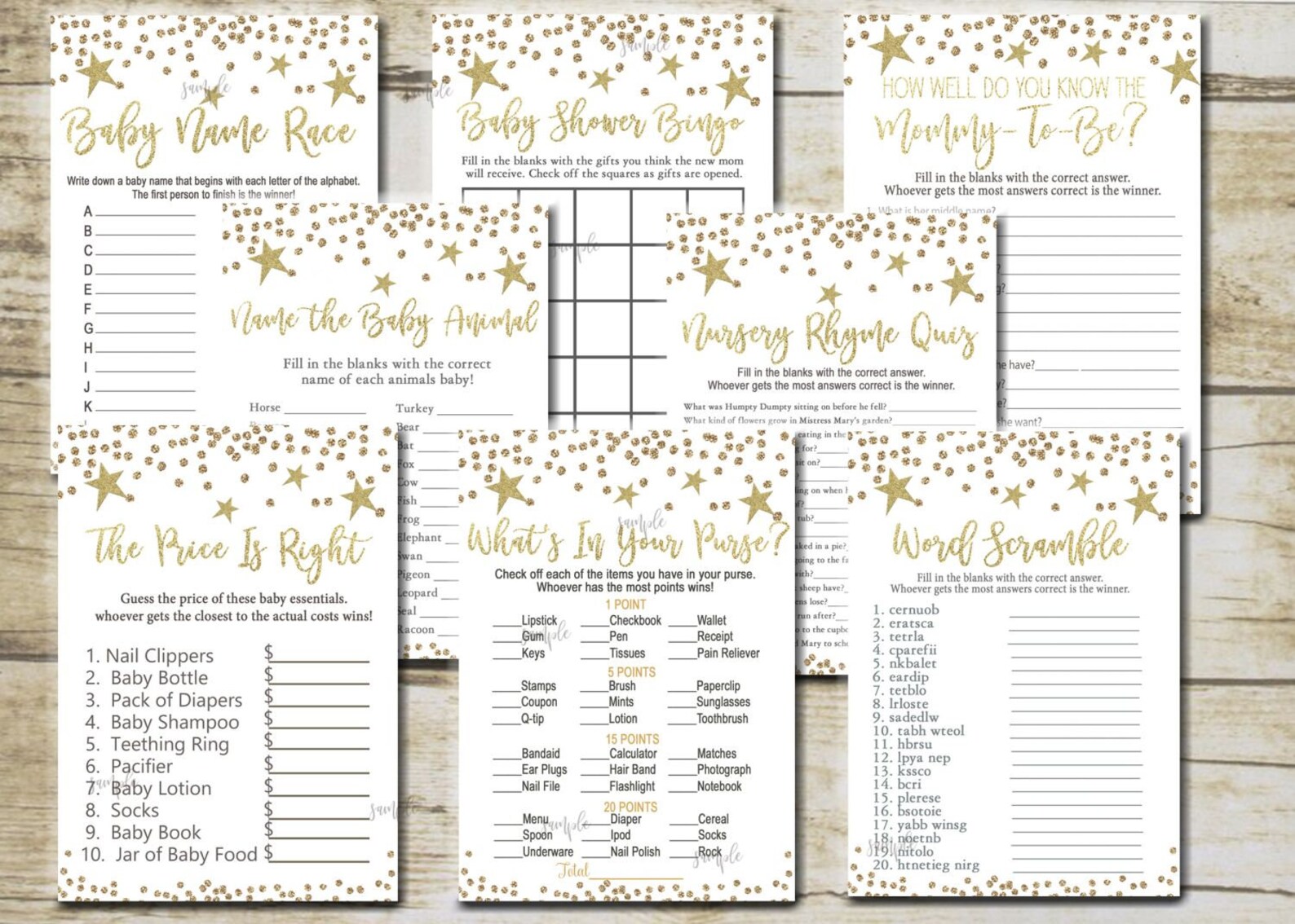 Twinkle Twinkle Baby Shower Game Package 8 Printable Games - Etsy