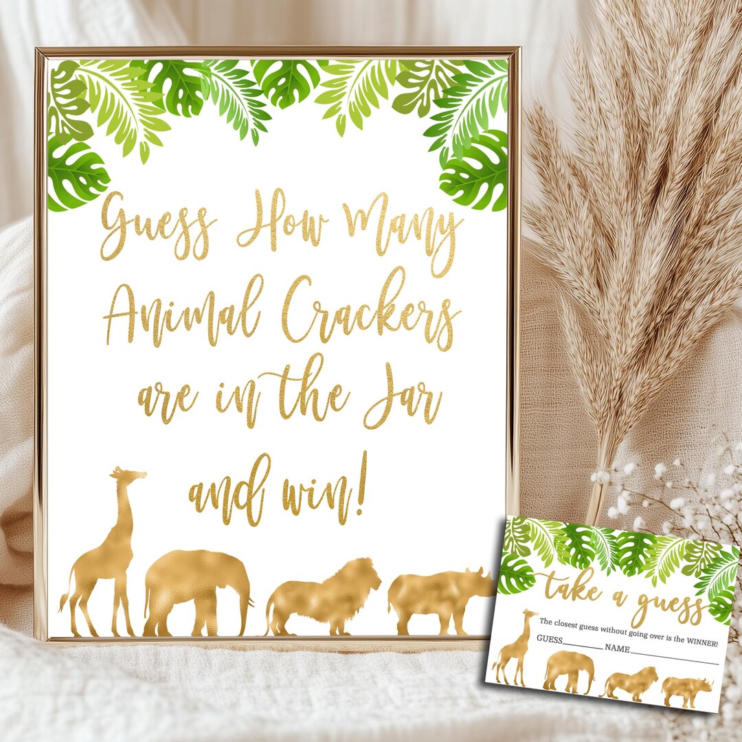 Safari Guess How Many Animals Baby Shower Game, Animals in Jar, Baby ...