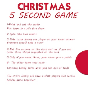 Christmas Party 5 Second Game, Reindeer Funny Holiday Game Printable ...