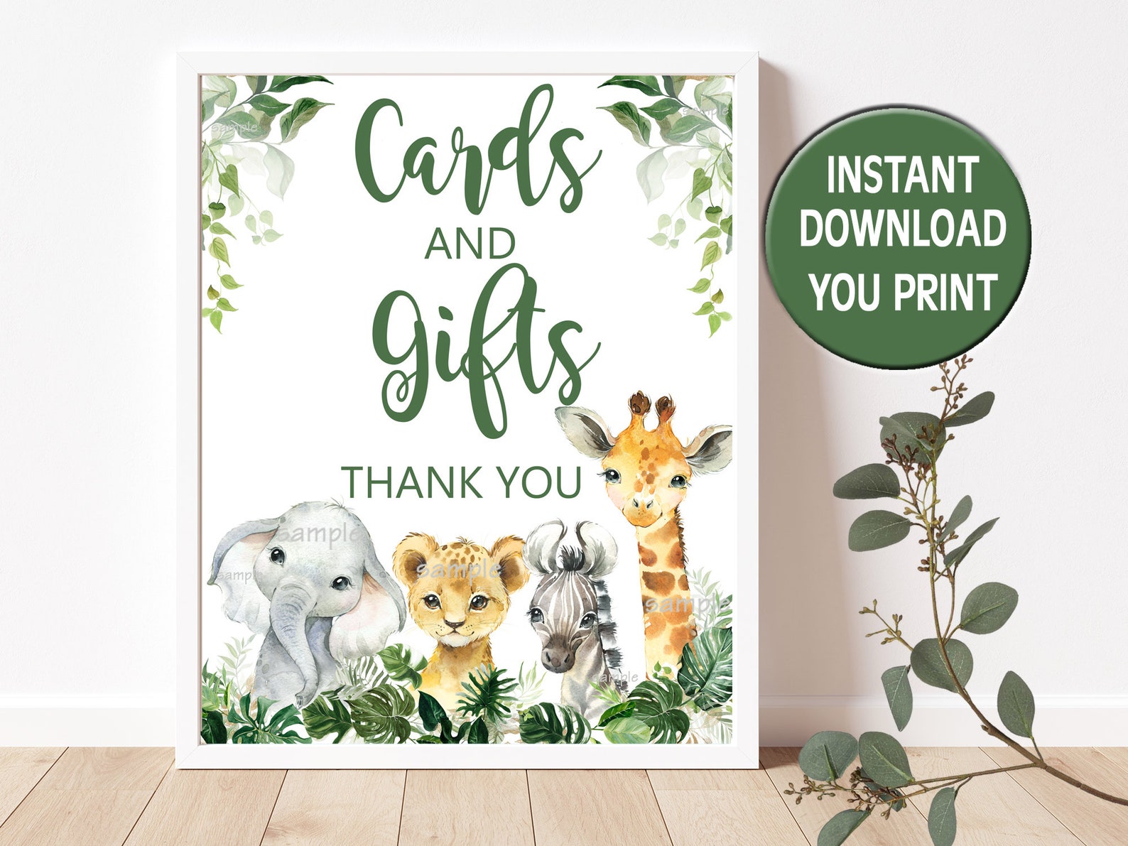 Safari Baby Shower Cards and Gifts Sign Jungle Greenery Cards - Etsy