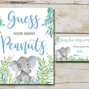 Boy Elephant Peanuts Guessing Game Printable, Guess How Many Peanuts ...
