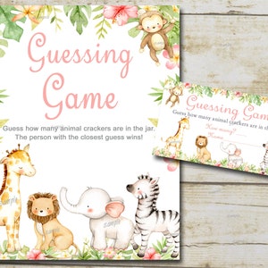 Girl Safari Guessing Game Printable Guess How Many Pink Girl | Etsy